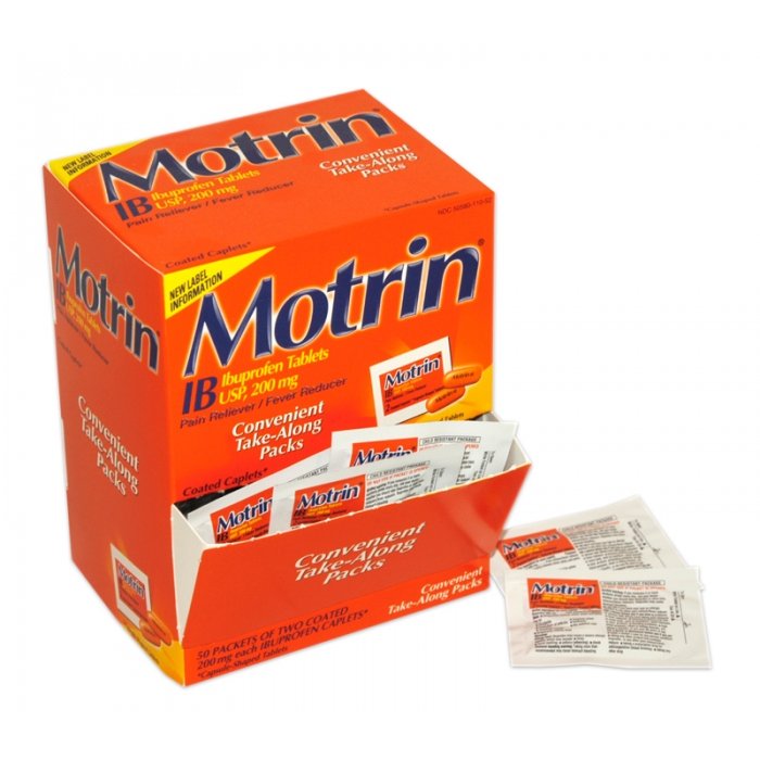 Motrin IB Ibuprofen 50 Packets 2 Tablets 100 Total Tablets