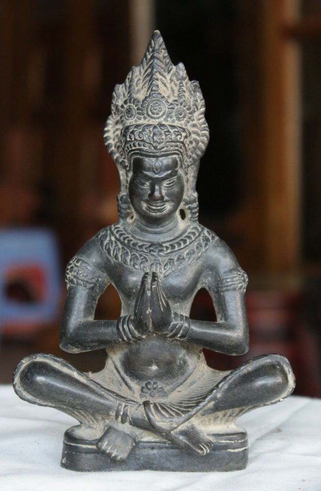 Old Asian Cambodian Khmer Sitting Statue #1