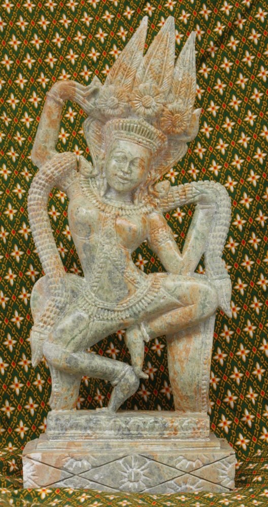 Asian Cambodian Khmer Stone Apsara Statue #3