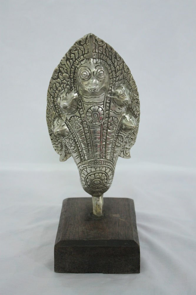 Antique Cambodian Silver Snake Head Statue