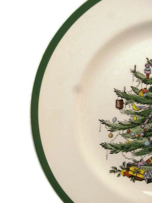 Spode Christmas Tree Tidbit Tray Serving Tray Single Gold Handle 10 3/4"