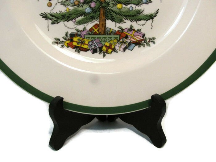 Spode Christmas Tree Tidbit Tray Serving Tray Single Gold Handle 10 3/4"