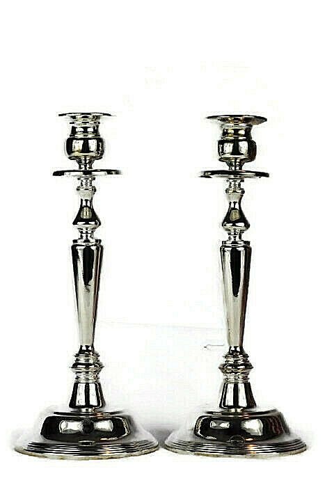 Davco Silver Pair of Rose Candlesticks Silver Plated 12"