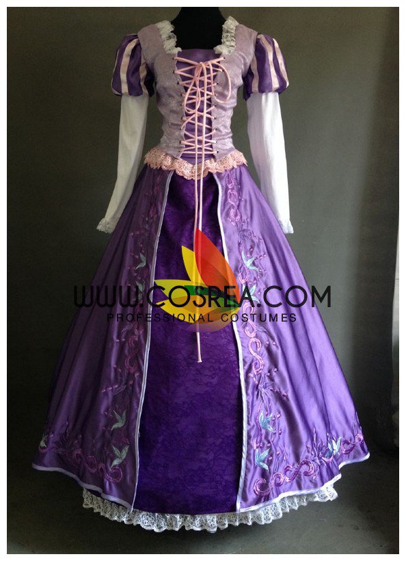 Cosrea Rapunzel Embroidered Floral Cosplay Costume