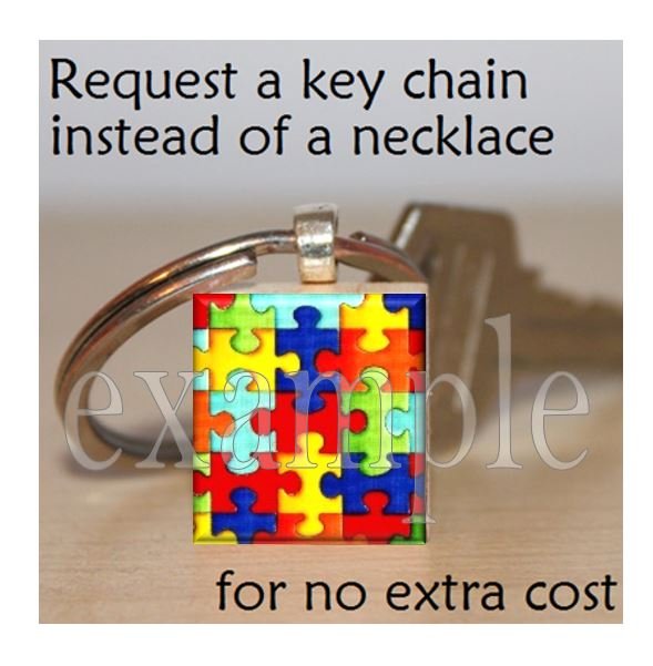 AUTISM Awareness Ribbon Scrabble Tile Key-chain