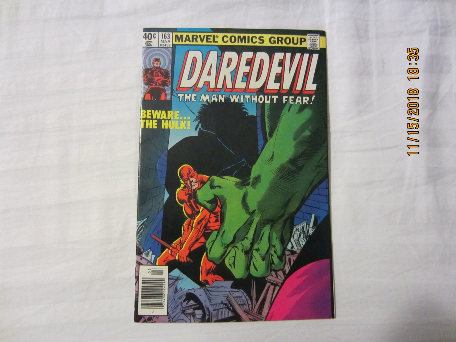 Daredevil #163 Blind Alley. The Hulk is loose in New York