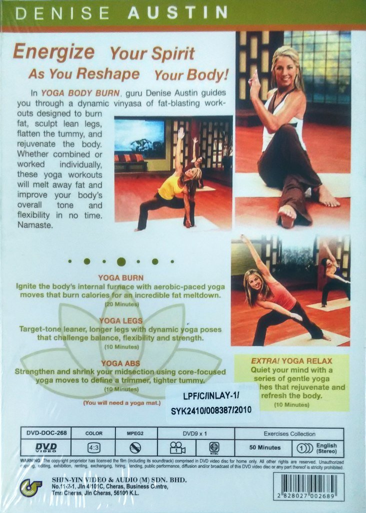 DVD DENISE AUSTIN 3 Fat Burning Yoga Workouts Exercise Collection Yoga ...