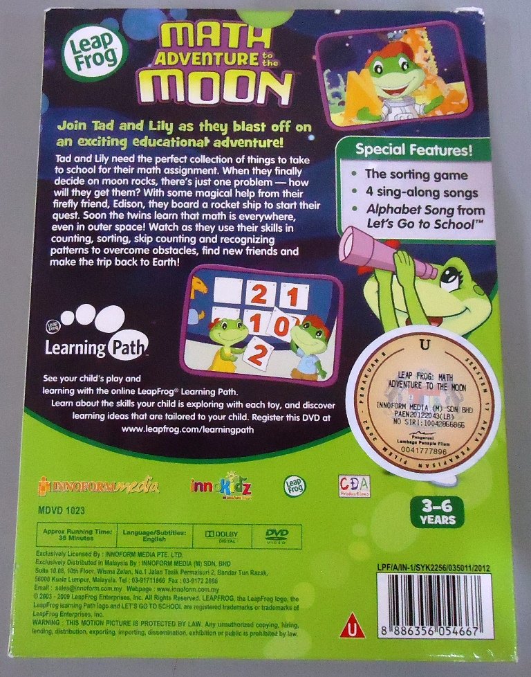 DVD Leap Frog Math Adventure to the Moon Anime English Sub