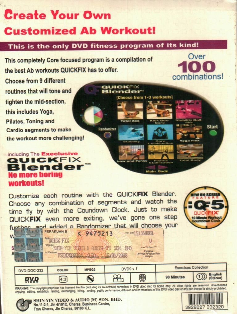 Quick Fix Total Mix Core Abs Create Your Own Customized Workout DVD ...