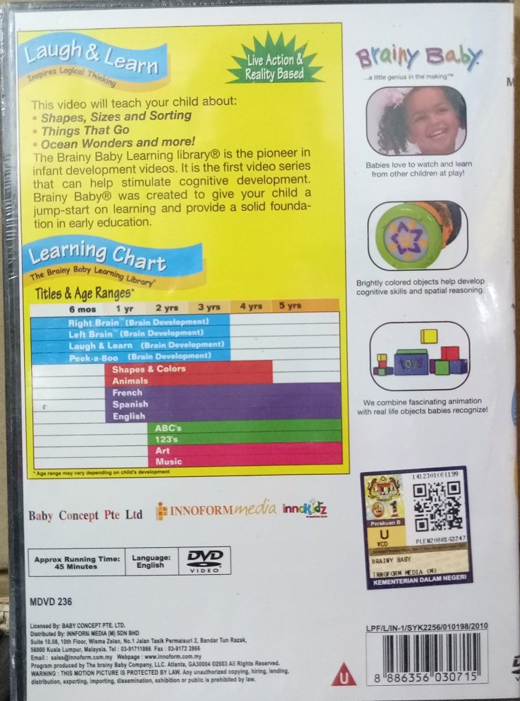Brainy Baby Laugh & Learn Ages 6-36 months DVD