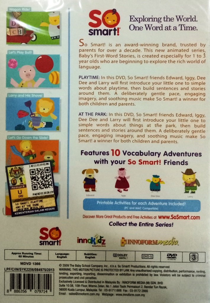 DVD So Smart Baby's first word stories playtime and at the park Region All