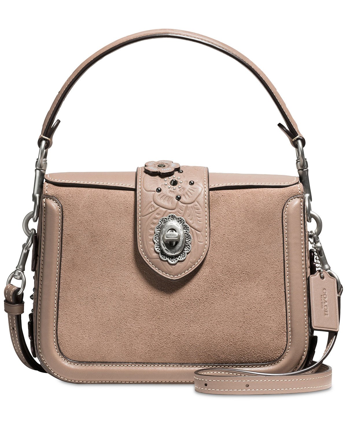 COACH PAGE CROSSBODY LEATHER PAINTED TEA ROSE TOOLING FLORAL SATCHEL ...