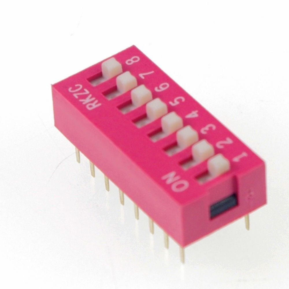 (20) DIP Switch 8 Positions 2.54mm Pitch Through Hole Silver Top ...