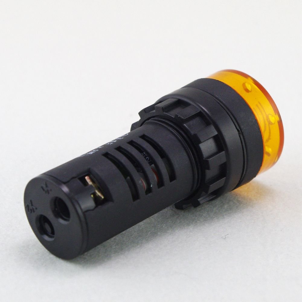 Yellow LED Indicator Light with Buzzer 24V DC 22mm Diameter 60mm Height