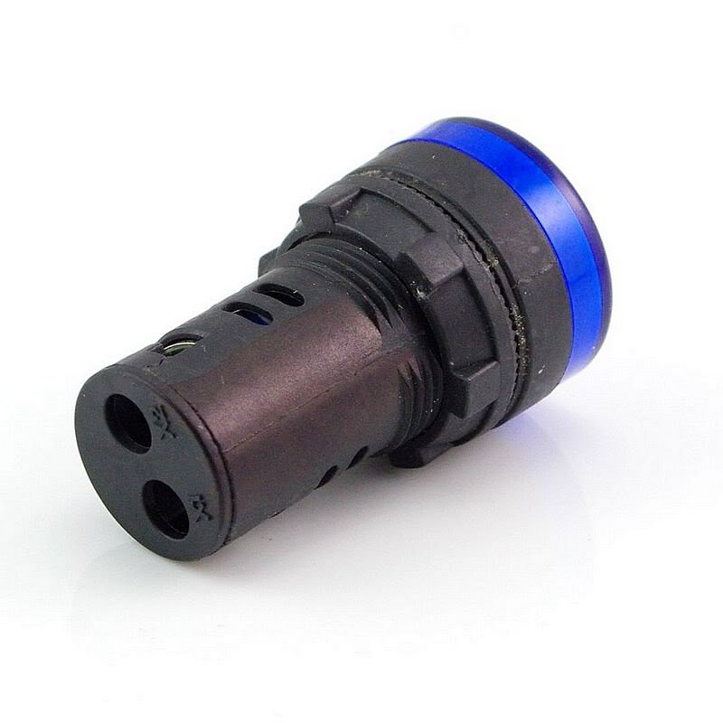 Blue LED Power Indicator Signal Light 380VAC 22mm Diameter 50mm Height