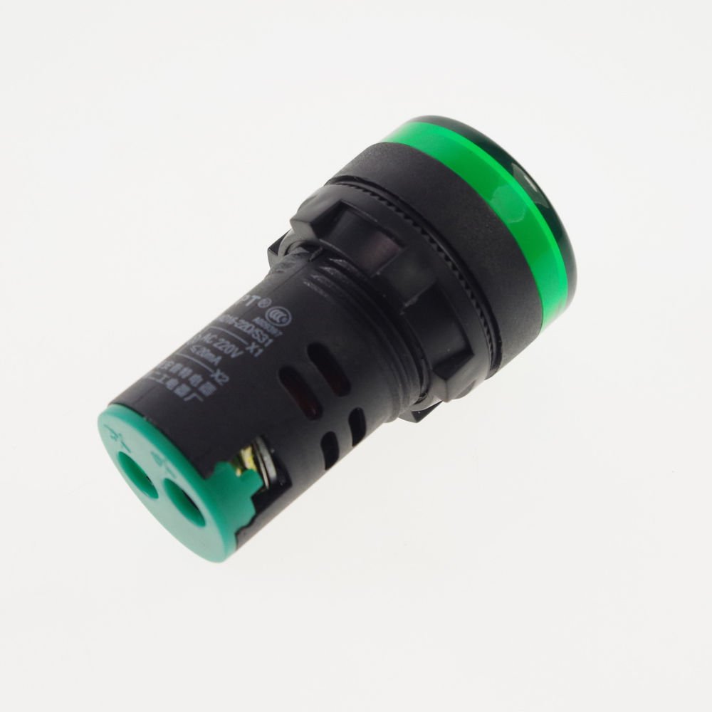 Green LED Power Indicator Signal Light 12VDC 50mm Height 22mm Diameter