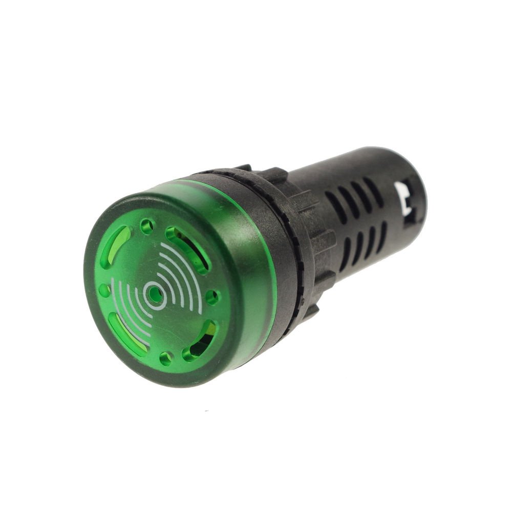 Green LED Indicator Light with Buzzer 24VDC 20mm Diameter 60mm Height
