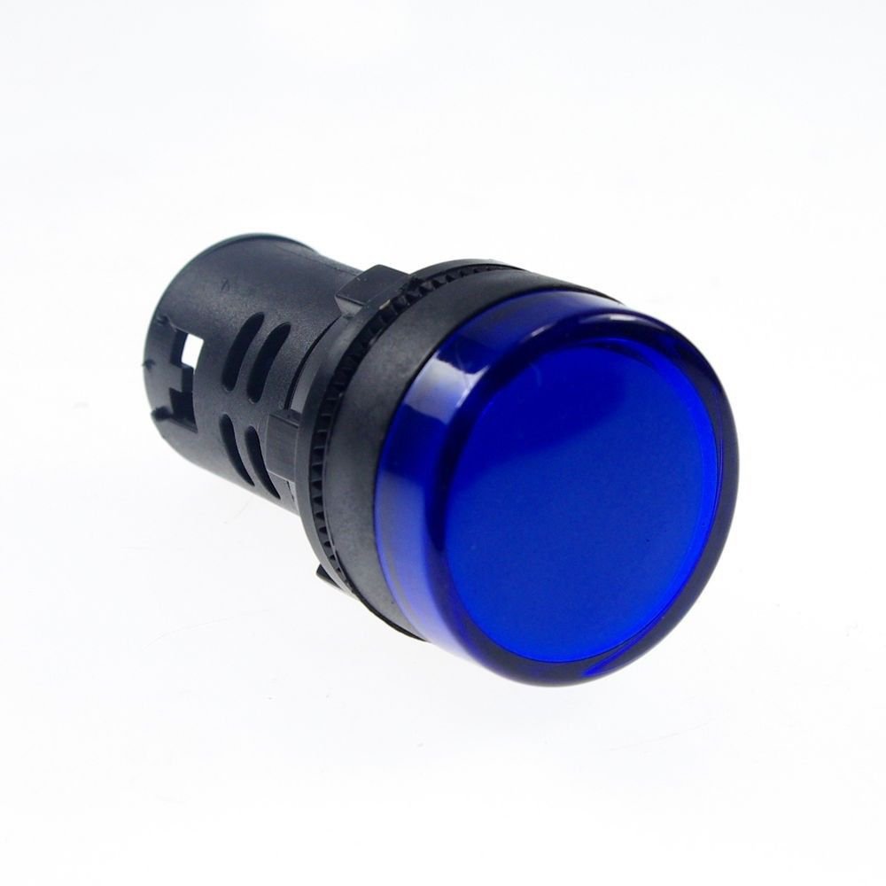 Blue LED Power Indicator Signal Light 110VAC 22mm Diameter 50mm Height