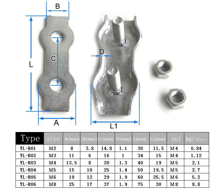 304 Stainless Steel Duplex 2-Post Wire Rope Clip Cable Clamp - Choose 6 ...