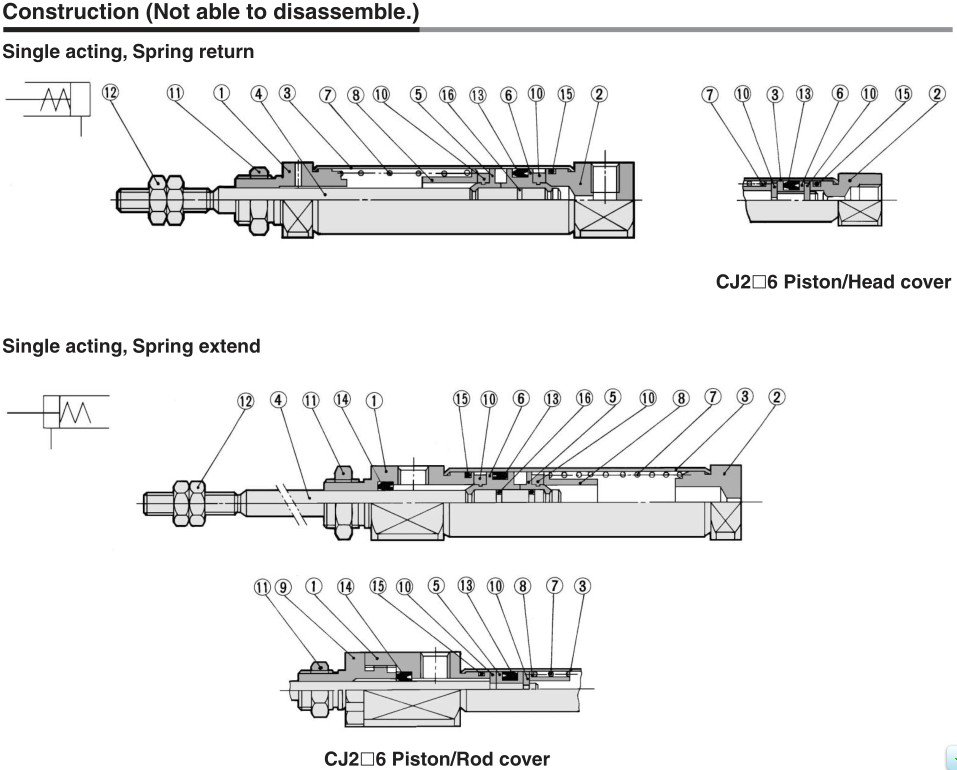 SMC Type Single Acting Spring Extend CDJ2B16-15T Mini Pneumatic Cylinder