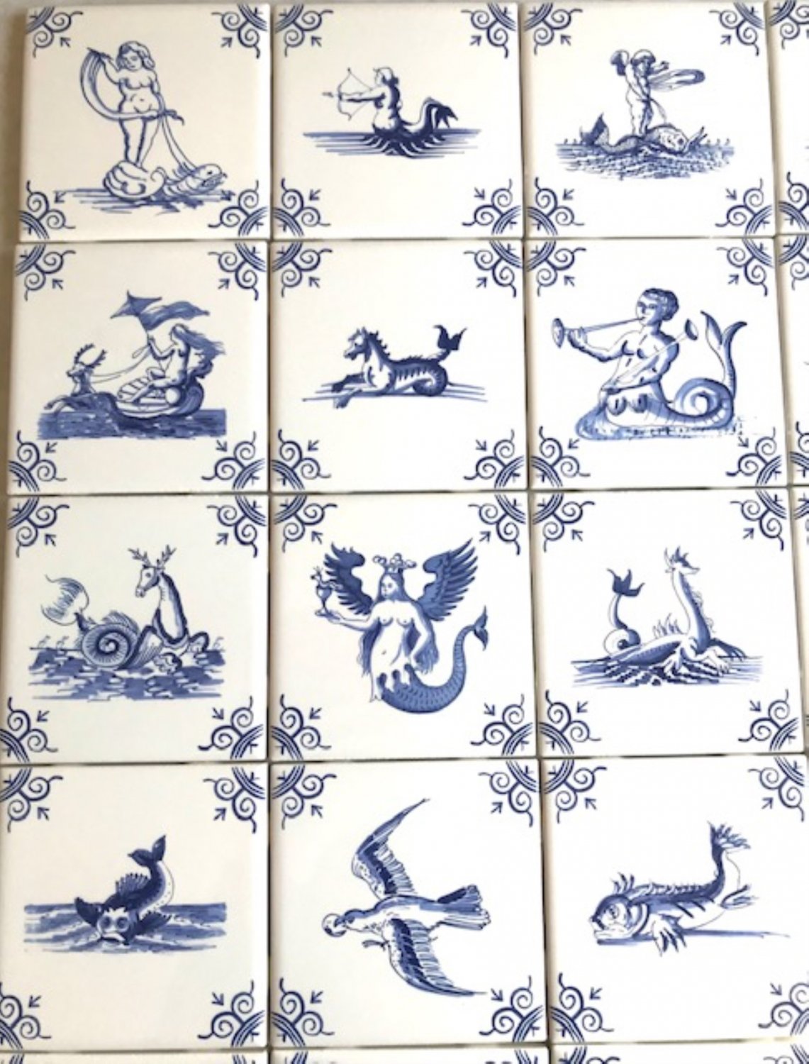Ceramic Tiles Mythology Sea Creatures and Monsters Delft Design 4.25” x ...