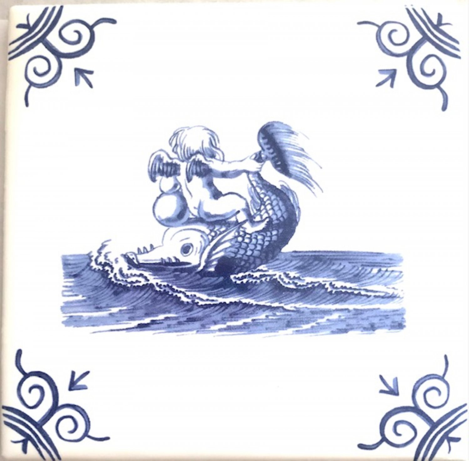 Baby on a Dolphin Ceramic Tiles Mythology Sea Creatures and Monsters ...