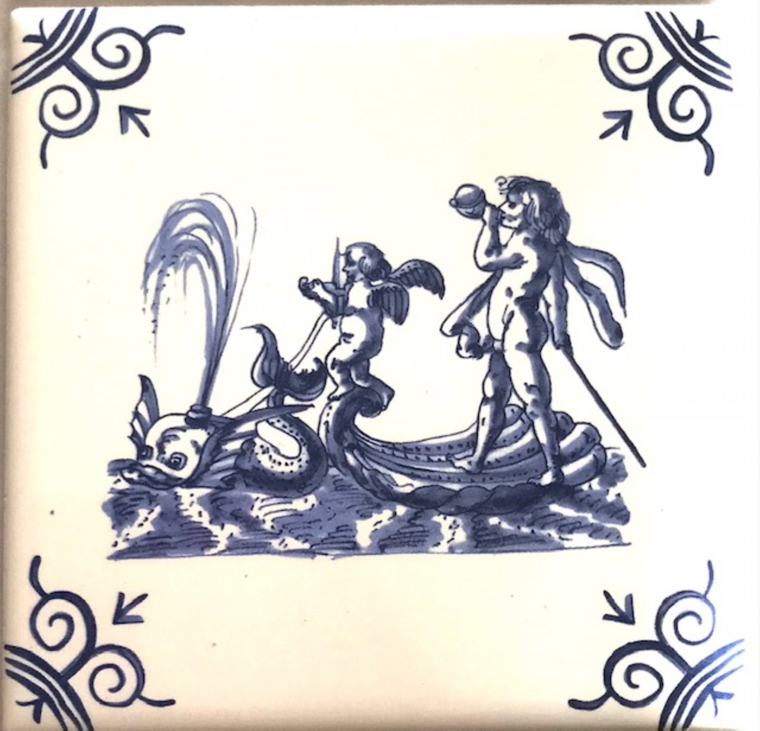Riding a Dolphin Ceramic Tiles Mythology Sea Creatures and Monsters ...