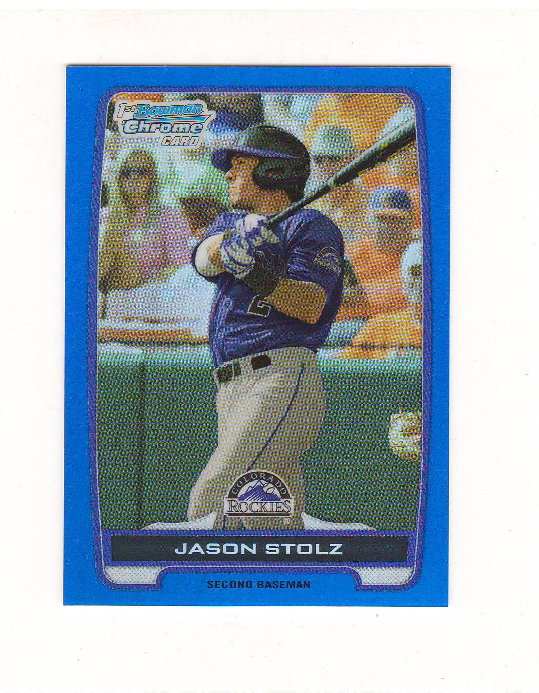 2012 Bowman Chrome Draft Prospect Blue Refractor Jason Stolz #d 024/250 ...