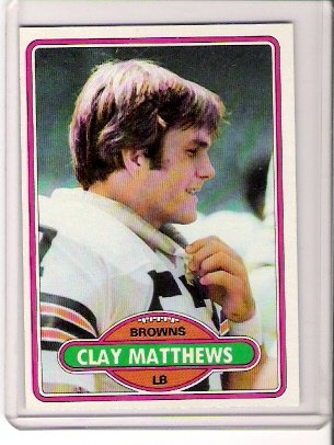1980 Topps Clay Matthews Football Card #418