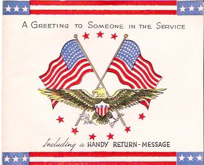 World War II Service Greeting Return Message Card