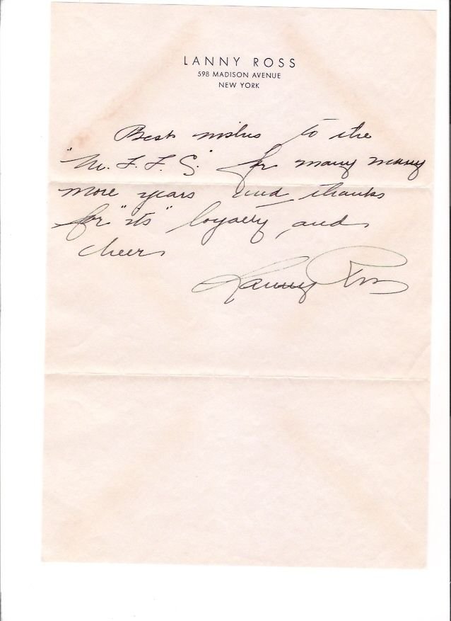 Lanny Ross Singer Radio Star Film Actor 1936 Autographed Signed Letter