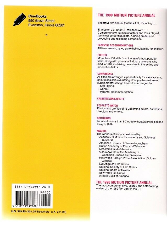 The Motion Picture Annual 1990 Covering 1989 Tom Cruise Cover First Edition