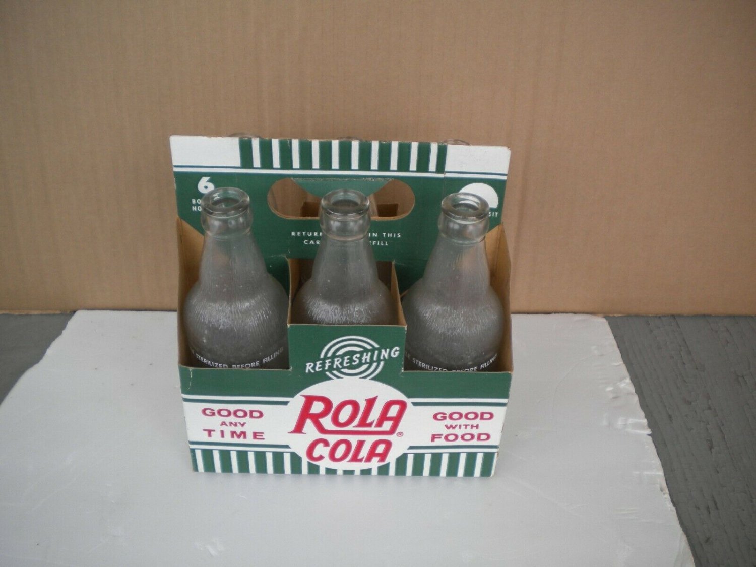 Vintage 1950s Rola Cola Soda Six 8-Ounce Bottles in Original Cardboard ...