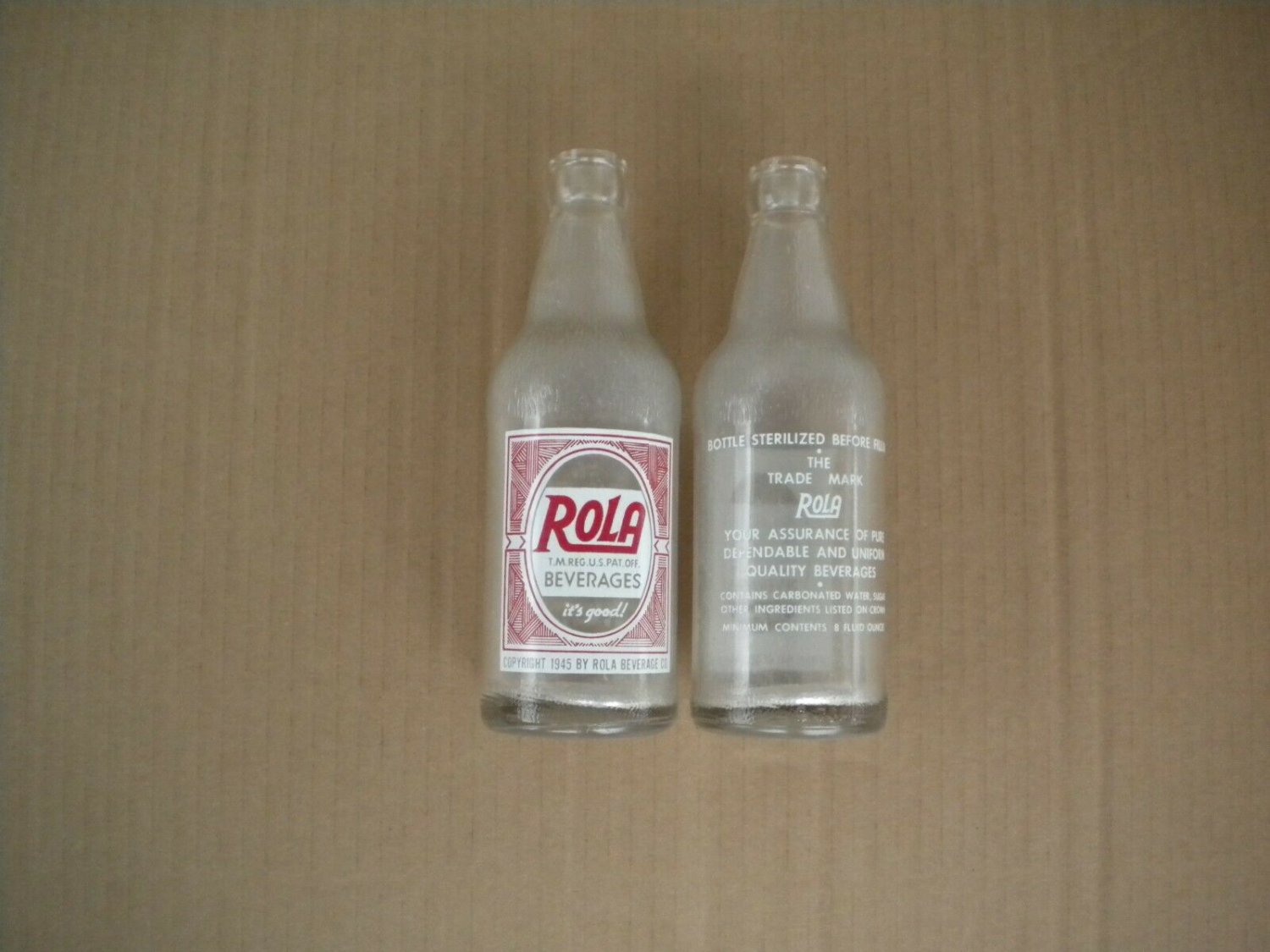 Vintage 1950s Rola Cola Soda Six 8-Ounce Bottles in Original Cardboard ...