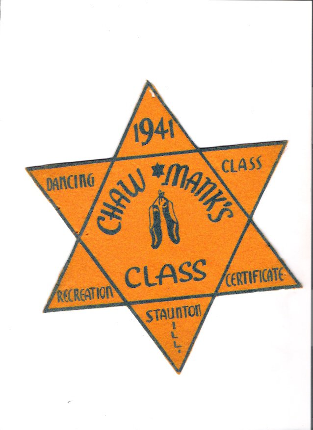 Vintage 1941 Large Cloth Patch Chaw Mank's Dancing Class Staunton, Illinois