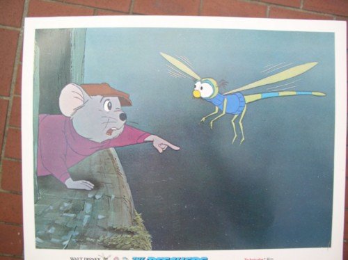 Disney The Rescuers Evinrude dragonfly and Bernard dated 1977 Lobby Card