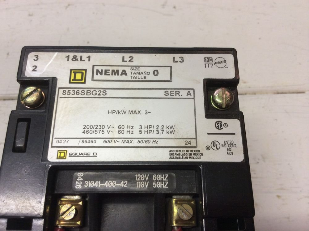 Square D 8536SBG2S Motor Starter Ser A 120 V Coil Size 0 5 HP 460 V B1 ...