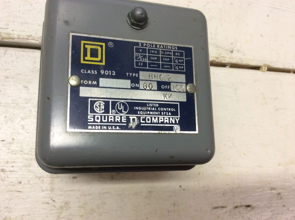 Square D 9013 HHG-2 Pressure Switch On 80 Off 100 HHG2