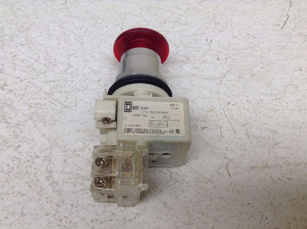 Square D 9001KM1 Red Illuminated Push Button 9001KA1 9001-KM1 KA1 Metal Nut