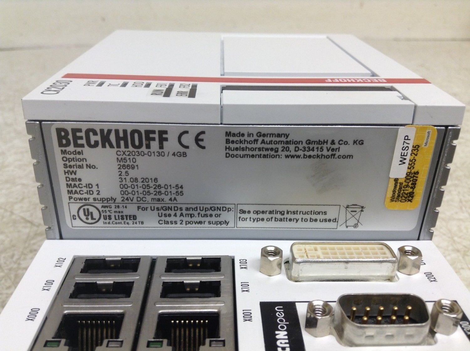 Beckhoff CX2030-0130/4GB CPU Module CX203001304GB