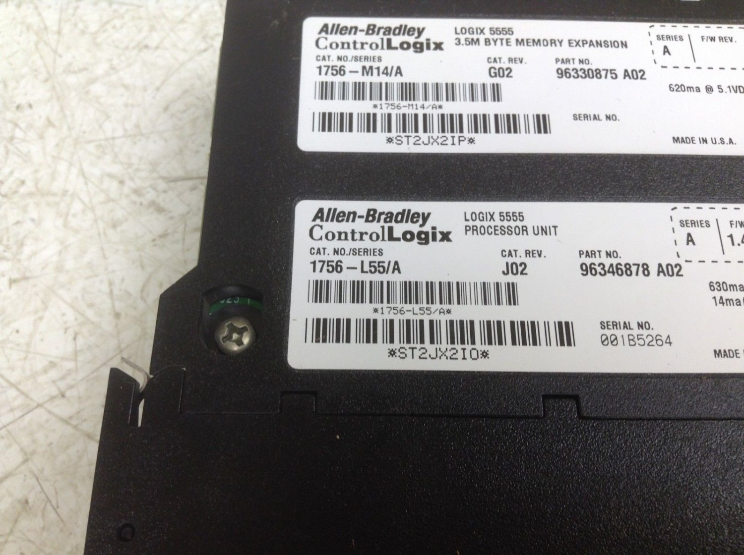 Allen Bradley 1756-L55/A 1756-M14/A ControlLogix Logix5555 Processor ...