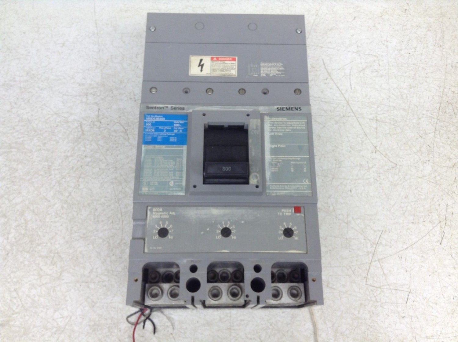 Siemens MXD63B800 800 Amp 600 V Circuit Breaker MXD63 B800 MXD63B MXD6