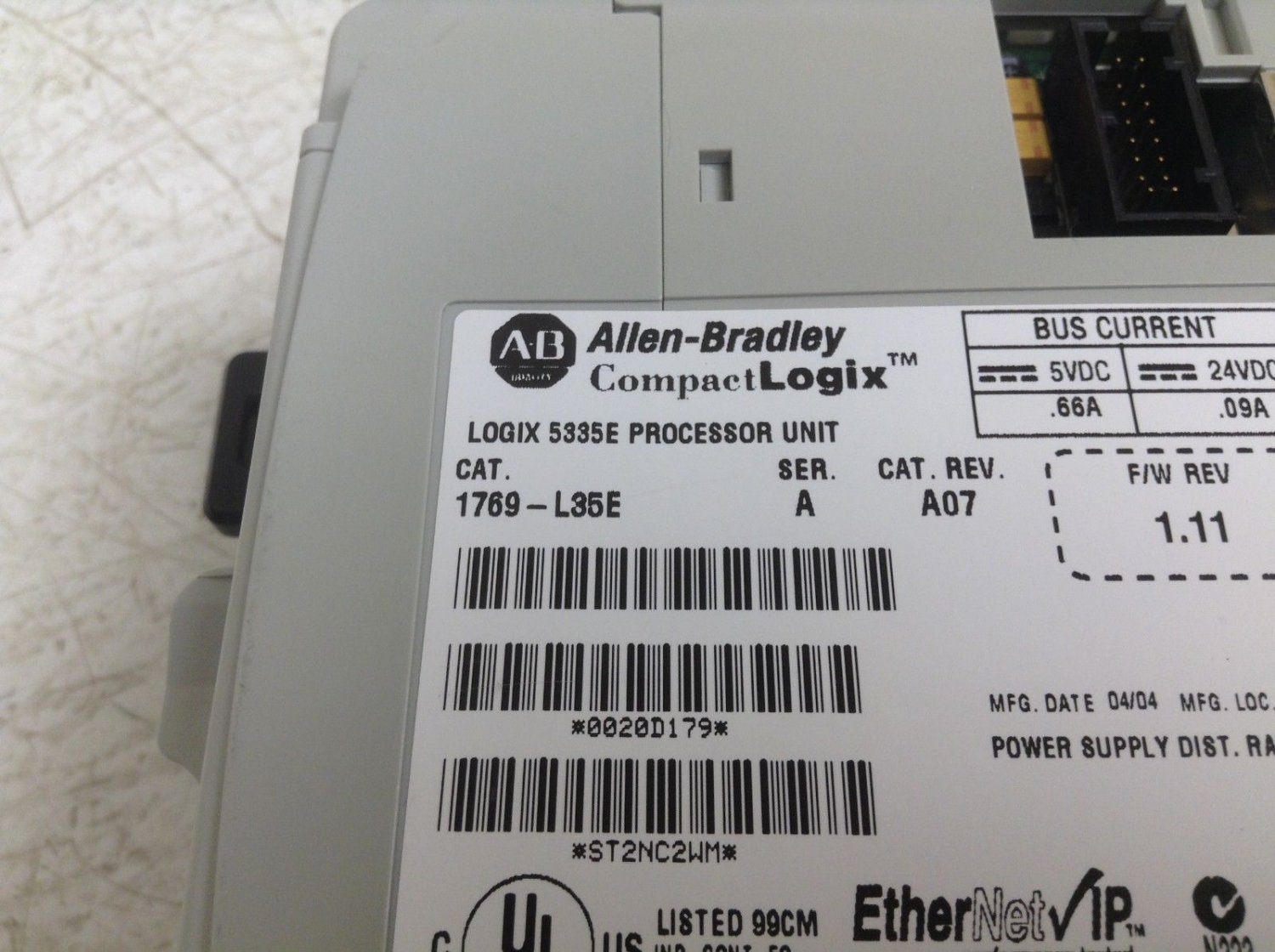 Allen Bradley 1769-L35E CompactLogix Logix 5335E Processor Ser A F/W 1. ...