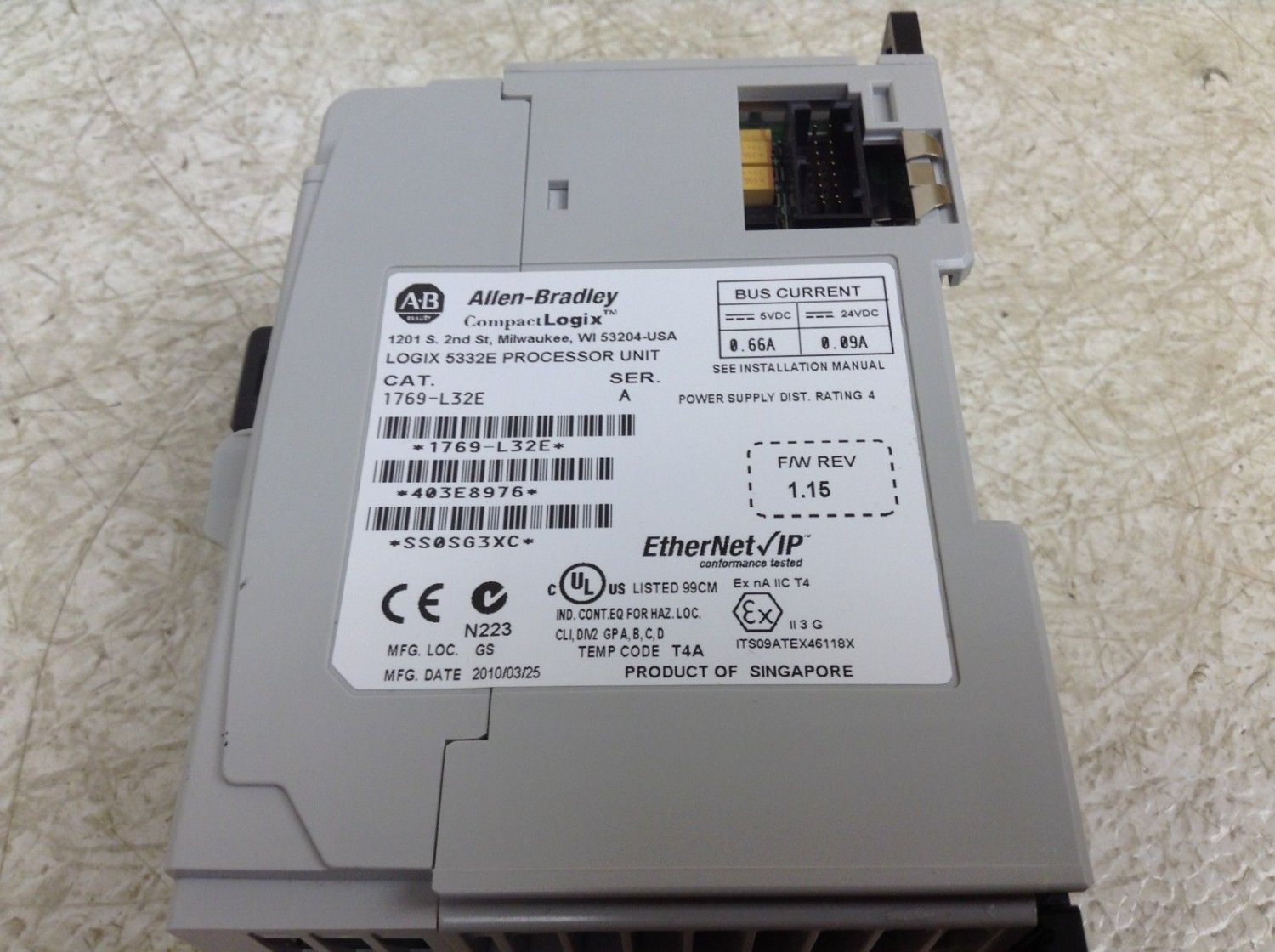 Allen Bradley 1769-L32E CompactLogix Logix 5332E Processor Ser A F/W 1. ...