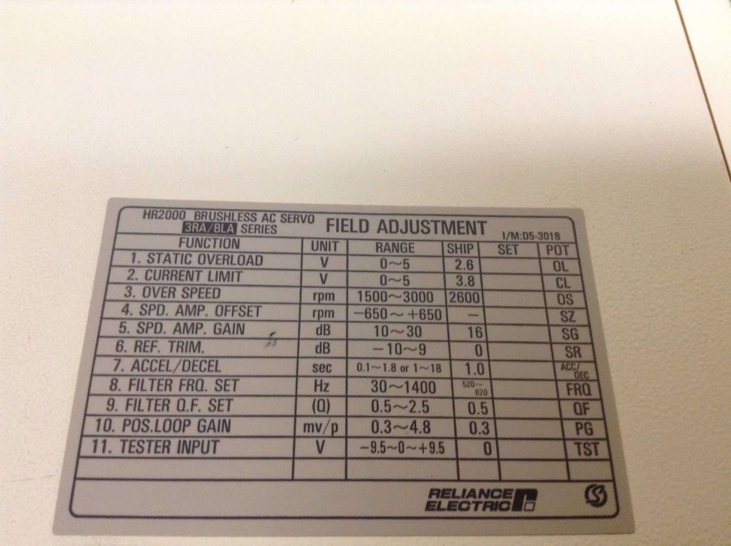 Reliance Electric HR2000/BLA-08 3RA2002 180/207 VAC 8 Amp Brushless AC ...