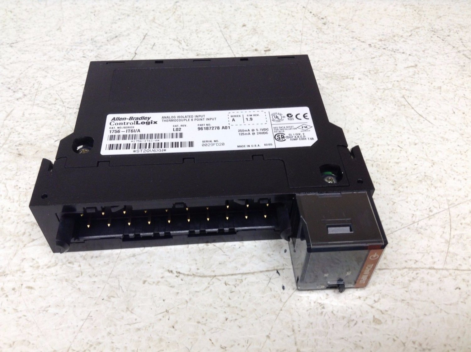 Allen Bradley 1756-IT6I/A Ser. A ControlLogix Thermocouple In 1756-IT6I ...