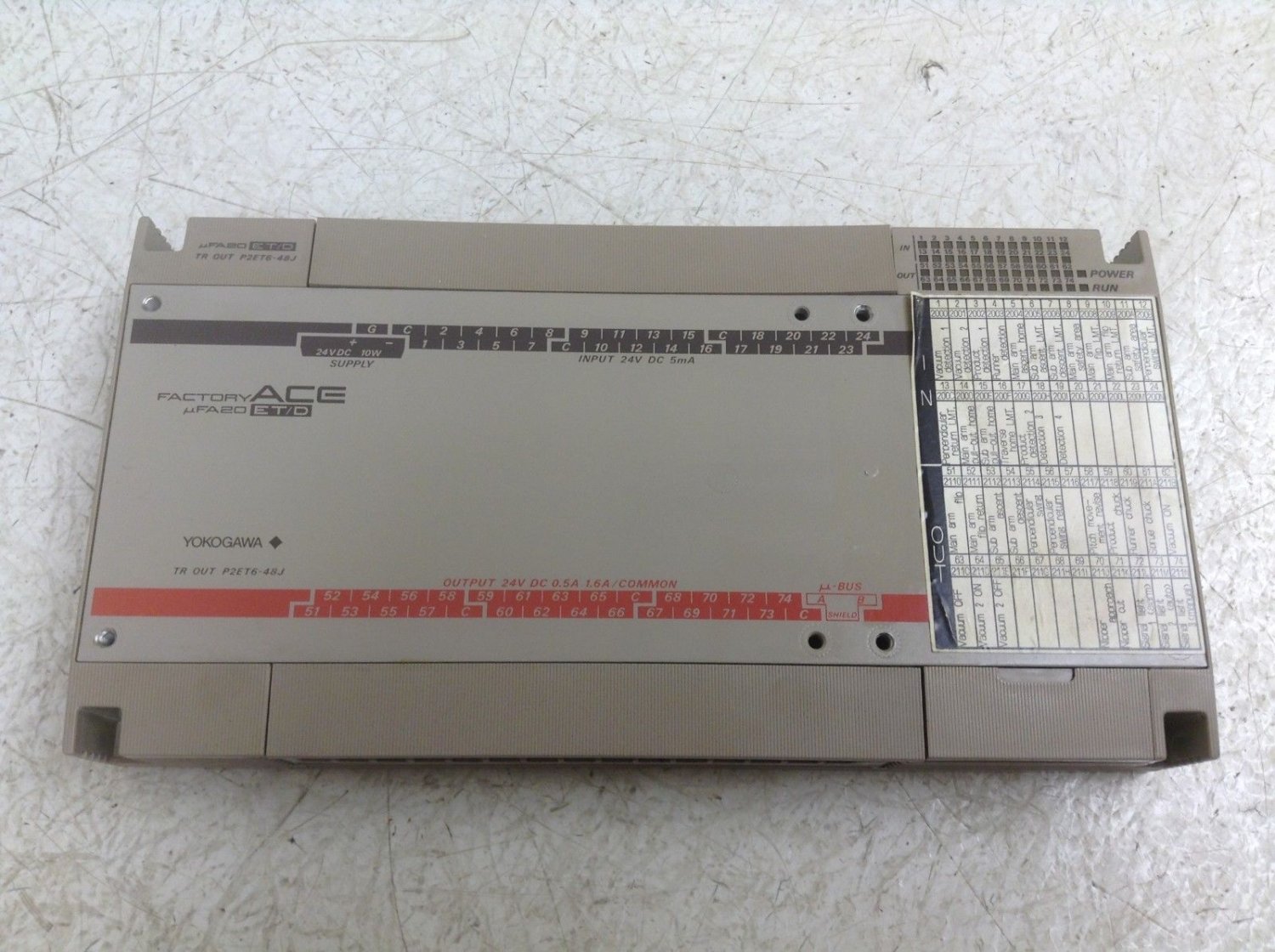 Yushin Yokogawa P2ET6-48J PLC I/O Module 24 VDC Factory Ace uFA20 ET/D ...