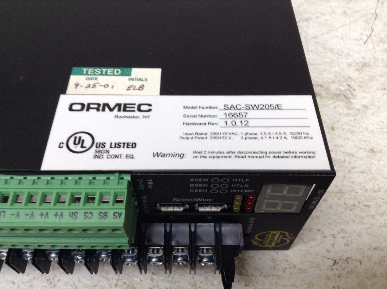 Ormec SAC-SW205/E V1.0.12 Servo ServoWire Drive SACSW205E Orion