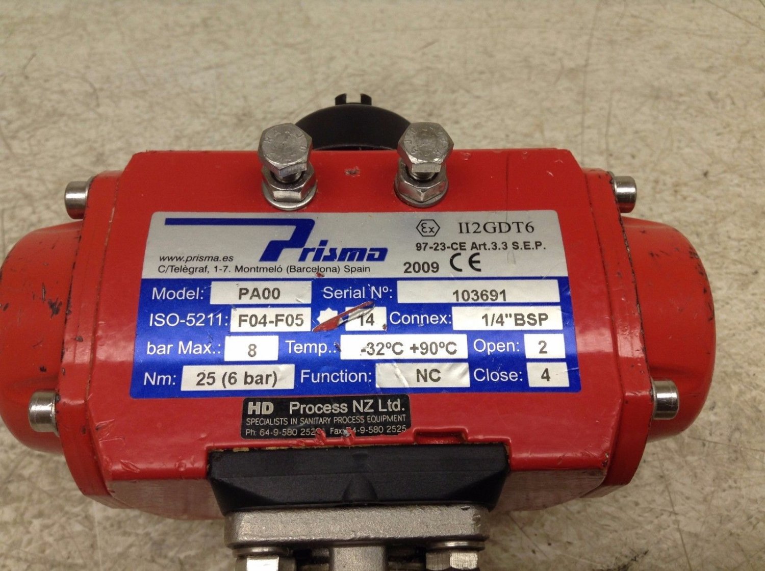 Prisma PA00 II2GDT6 F04-F05 Pneumatic Actuator 1/4" BSP