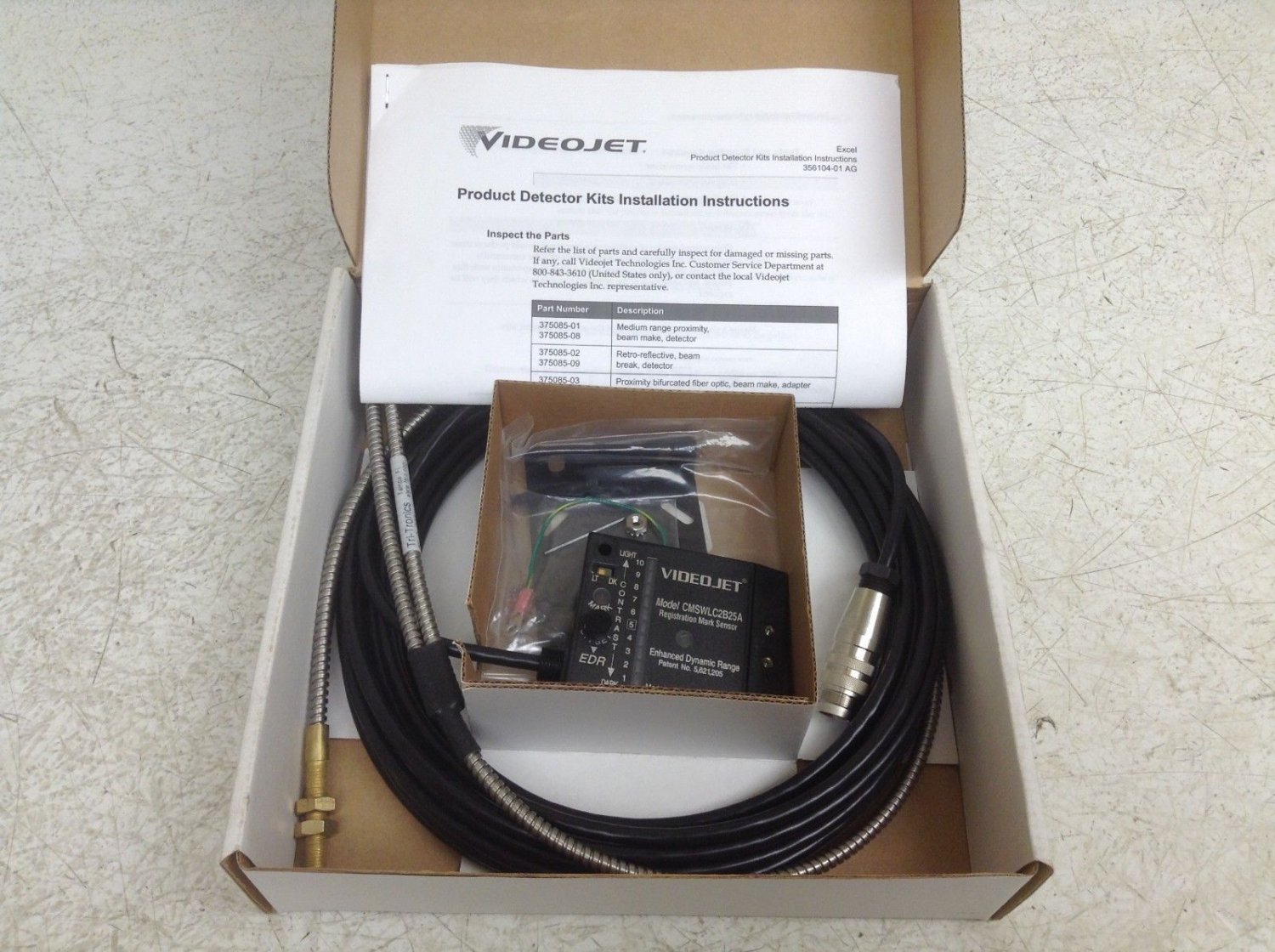 VideoJet 375085-13 Registration Mark Sensor Product Kit CMSWLC2B25A New